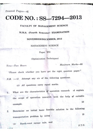 Optimization technique mms bamu aurangabad | PDF