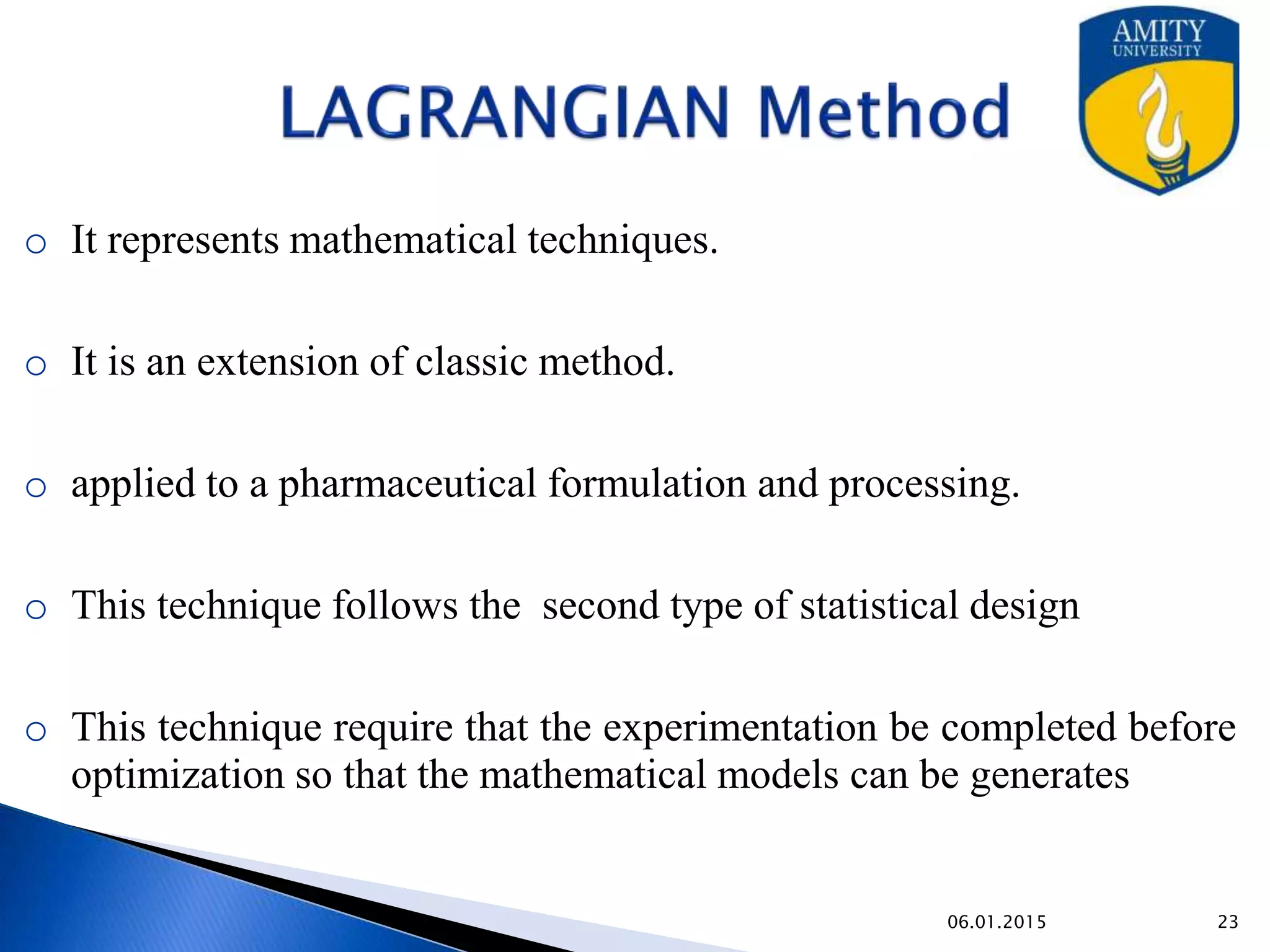 Optimization Techniques In Pharmaceutical Formulation & Processing | PPTX