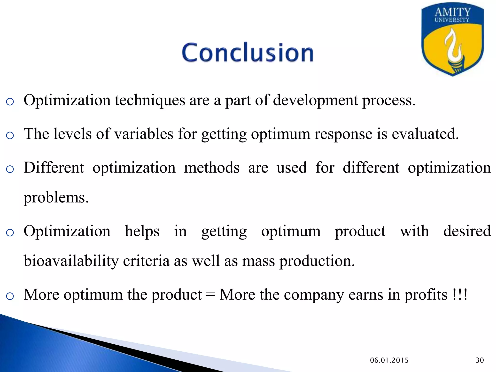Optimization Techniques In Pharmaceutical Formulation & Processing | PPTX