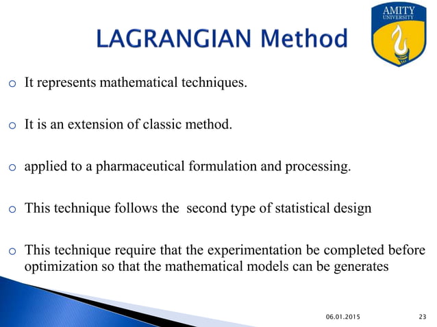 Optimization Techniques In Pharmaceutical Formulation & Processing | PPTX