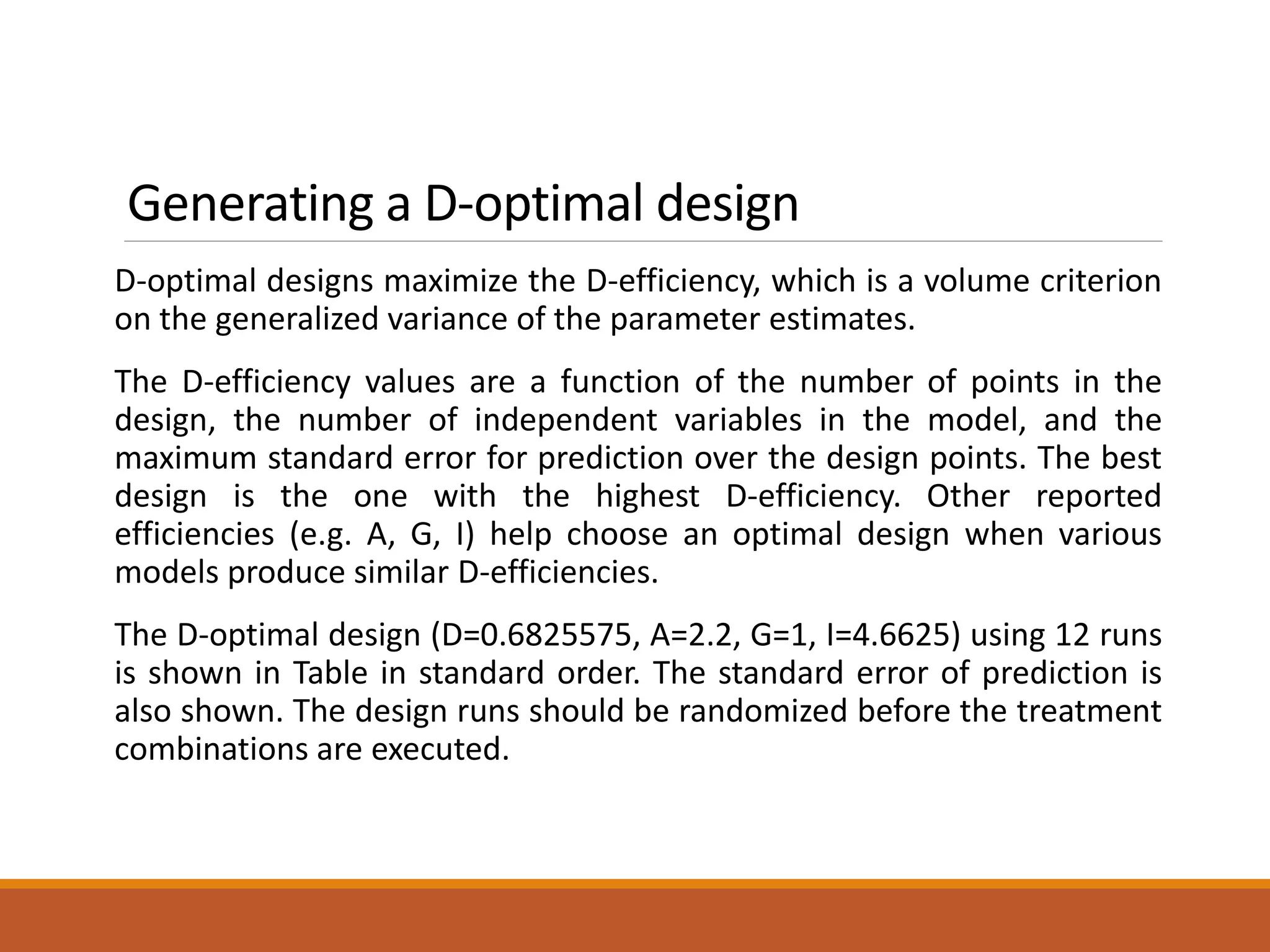 Optimization techniques in formulation Development- Plackett Burmann Design and D-Optimal | PPTX