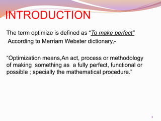 Optimization techniques | PPTX