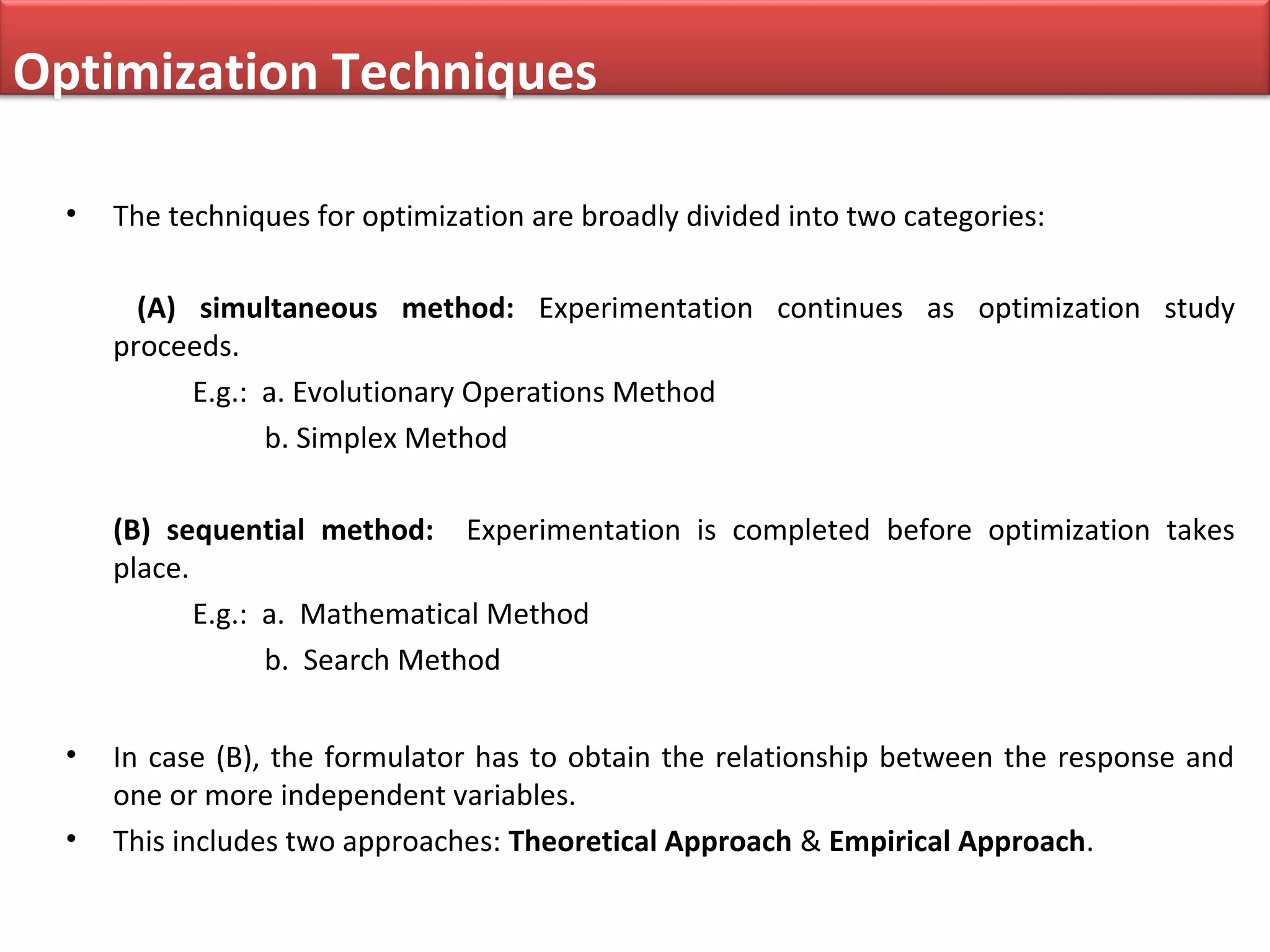 Optimization techniques | PPT