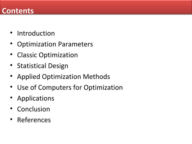 Optimization techniques | PPT