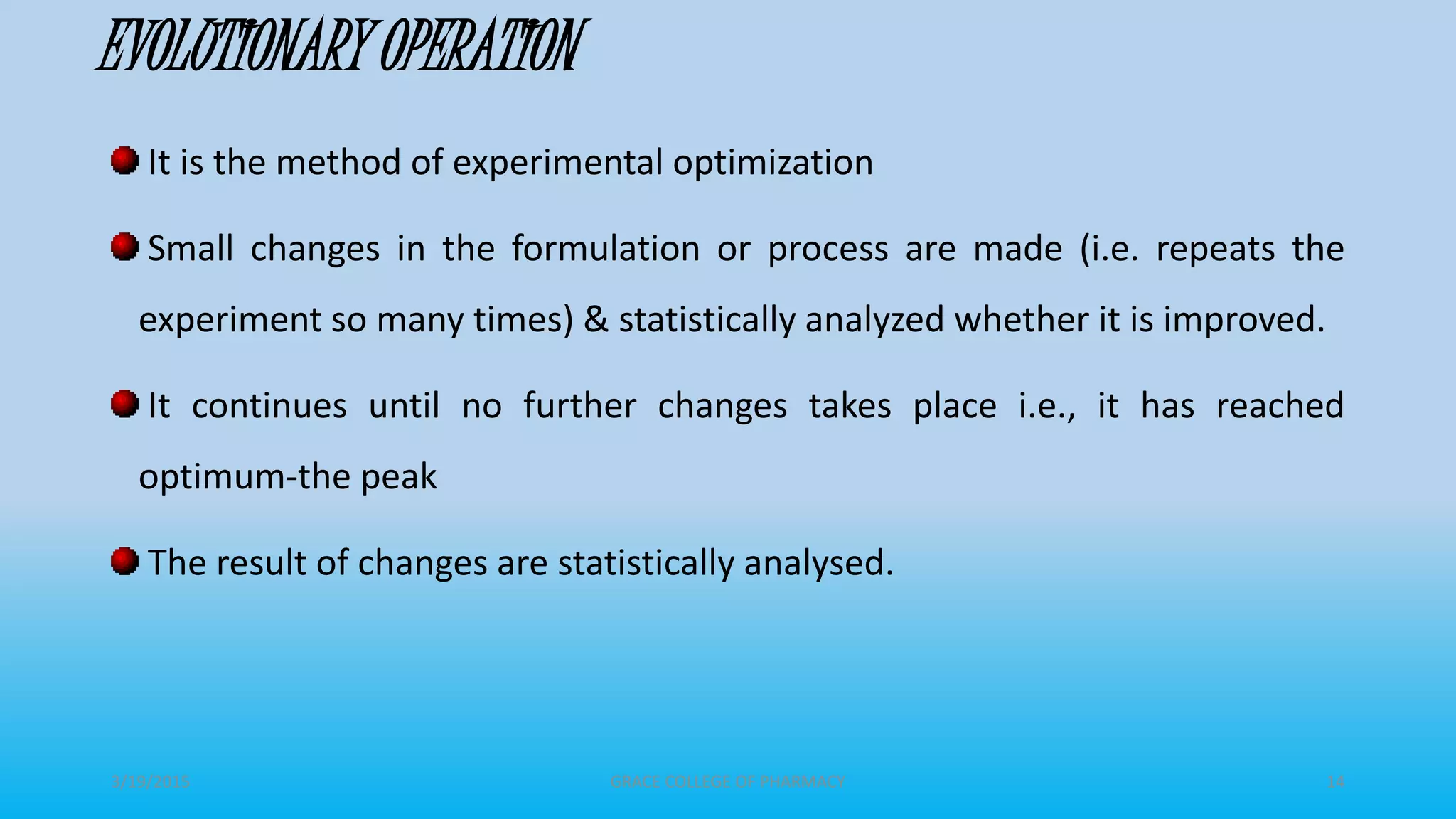 Optimization techniques in pharmaceutical formulation and processing | PPTX
