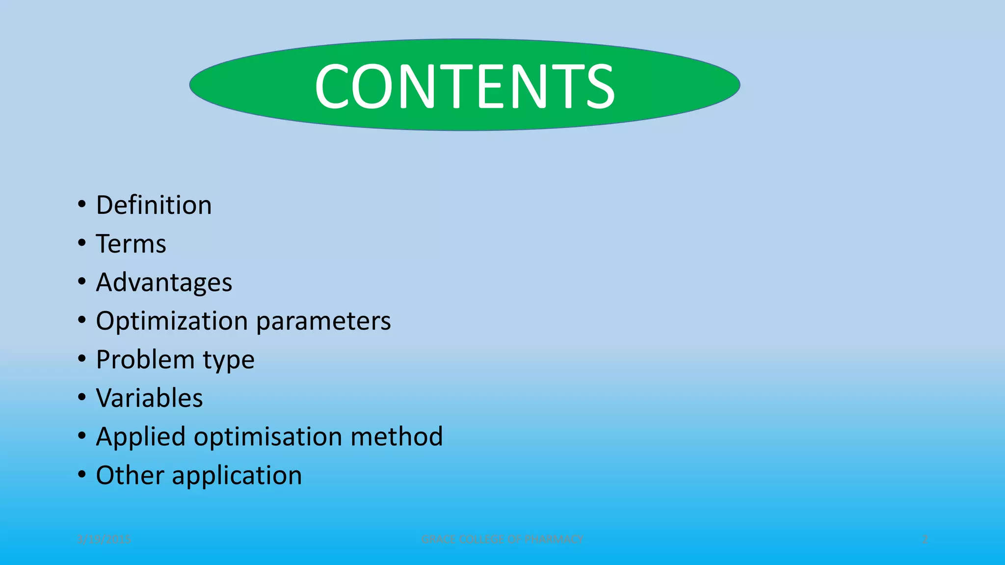 Optimization techniques in pharmaceutical formulation and processing | PPTX