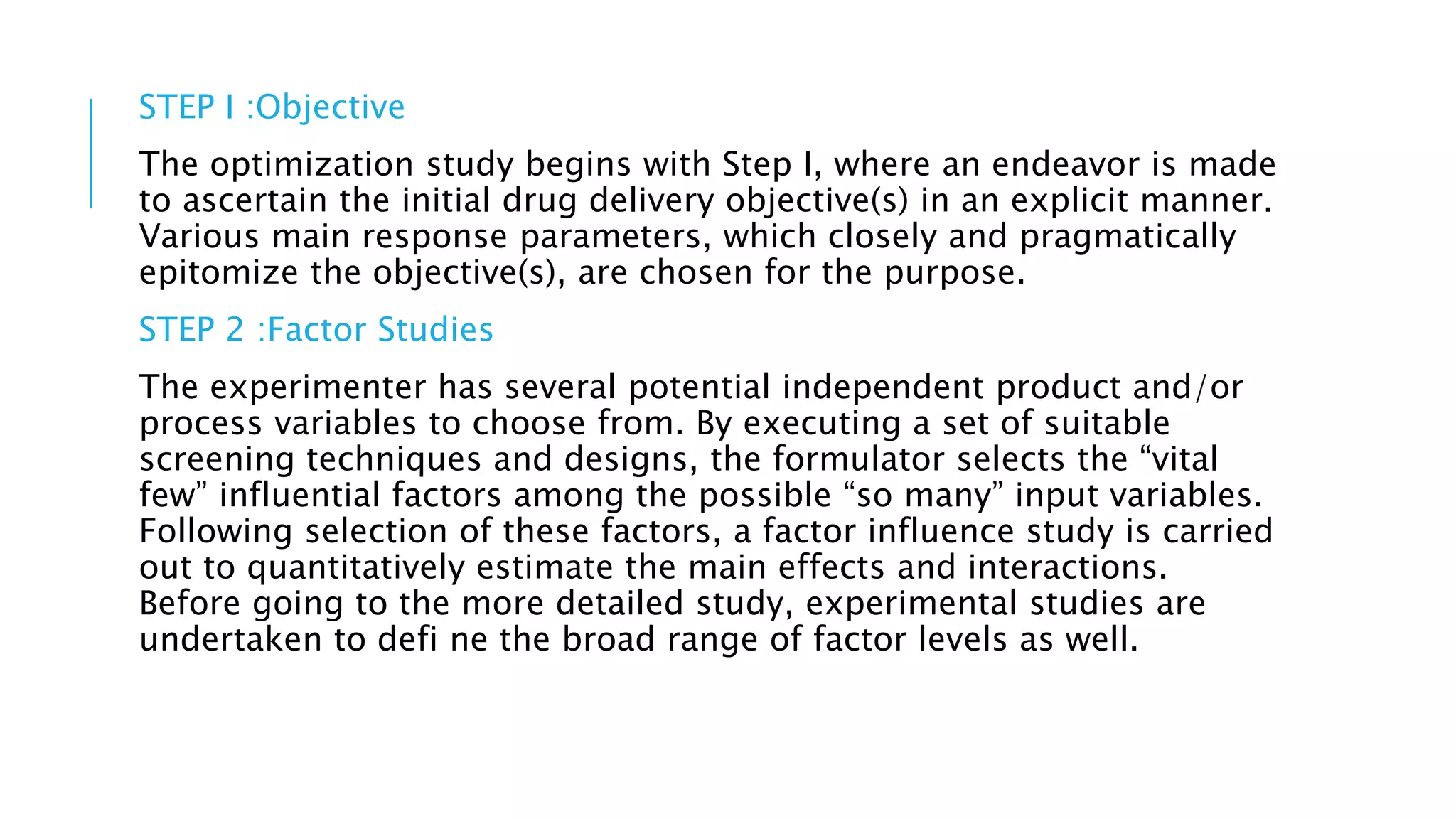 Optimization techniques in Pharmaceutical formulation and processing | PPTX
