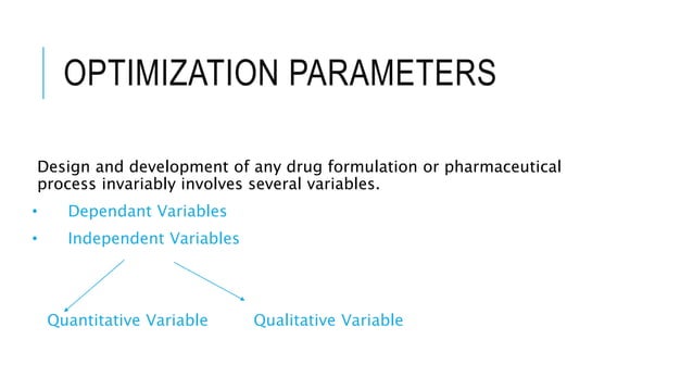 Optimization techniques in Pharmaceutical formulation and processing | PPTX | Physics | Science
