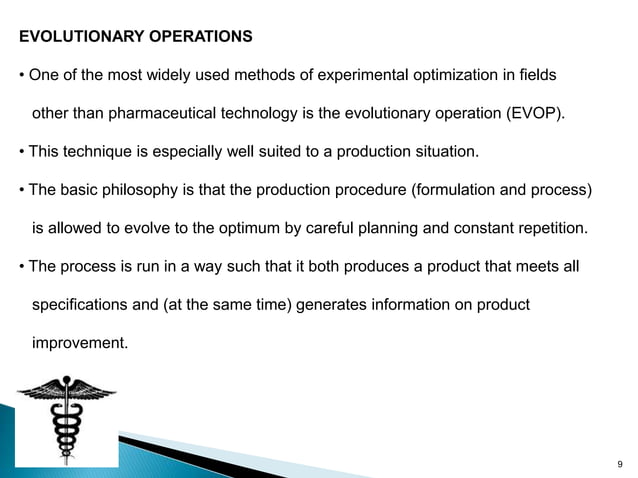 Optimization techniques in pharmaceutical processing | PPT | Physics ...