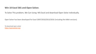 Optimization with minimums and maximums capacity excel | PDF