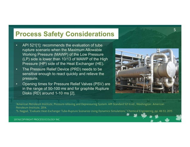 Heat Exchanger Tube Rupture Scenario Evaluation using Aspen HYSYS ...