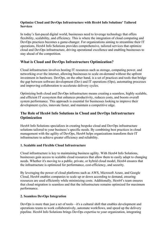 Optimize Cloud and DevOps Infrastructure with Hex64 Info Solutions.docx