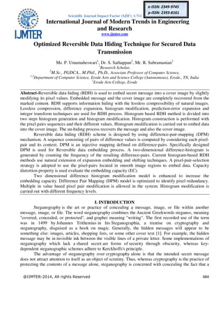 Optimized Reversible Data Hiding Technique for Secured Data ...