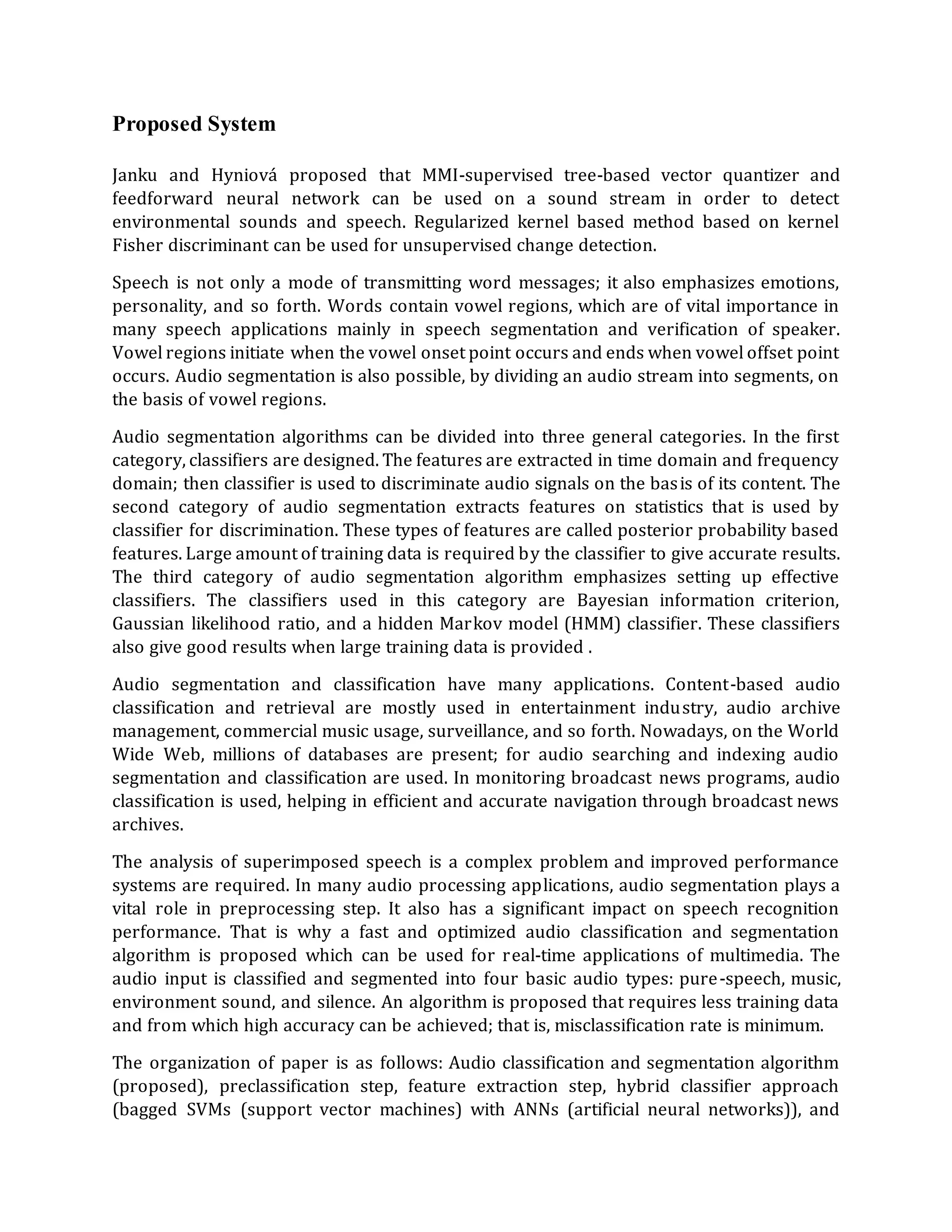 Optimized Audio Classification And Segmentation Algorithm By Using