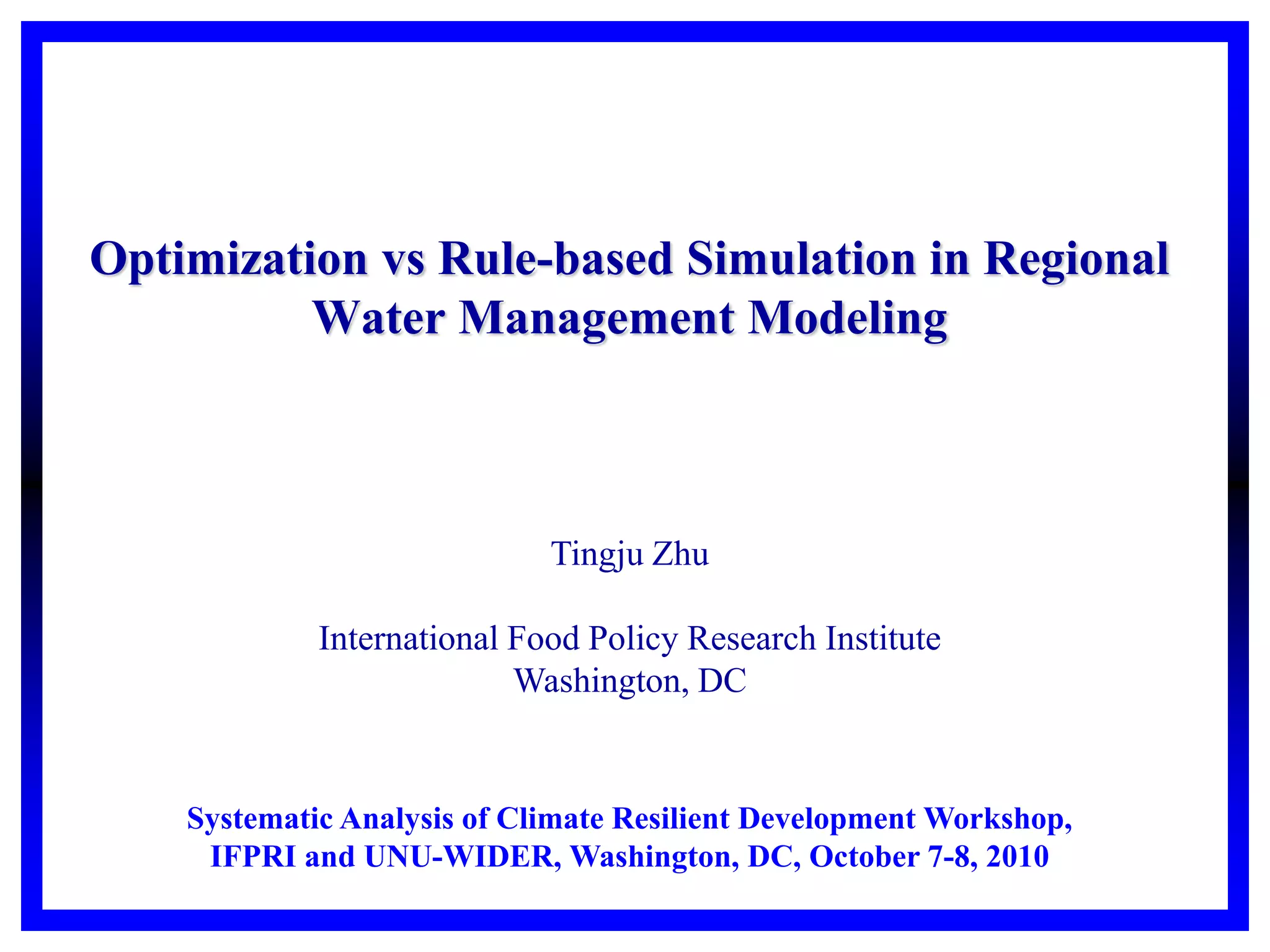 Optimization vs rule-based simulation in regional water management ...
