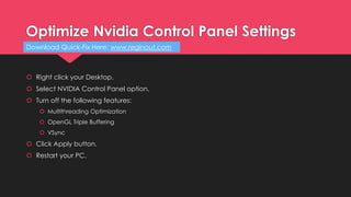 Optimize Gaming Performance in Windows 8 | PPT