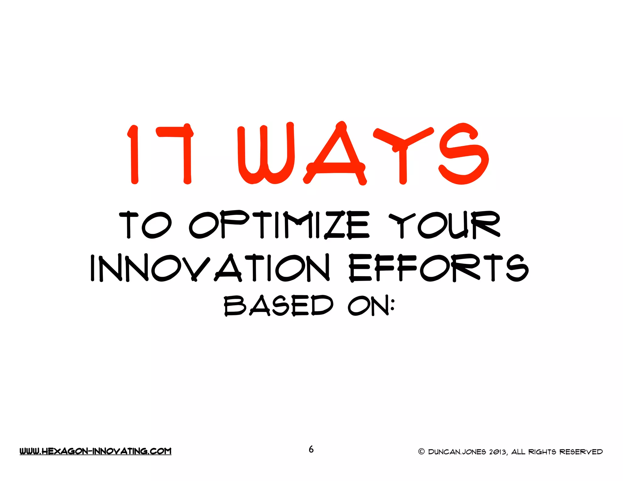 Optimizing Your Innovation Efforts | PDF