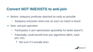 Optimizer features in recent releases of other databases | PPT