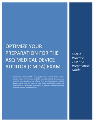 Optimize Your Preparation for the ASQ Medical Device Auditor (CMDA) Exam | PDF | Resume Writing ...
