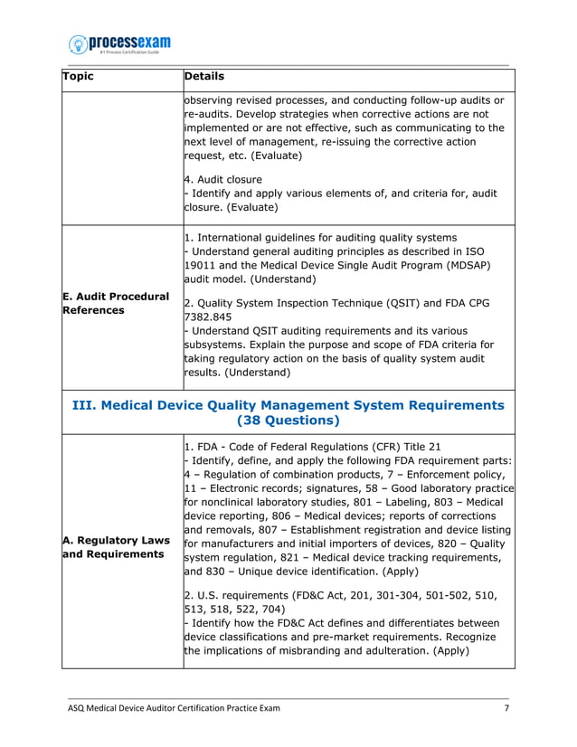 Optimize Your Preparation for the ASQ Medical Device Auditor (CMDA) Exam | PDF | Resume Writing ...