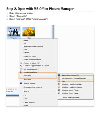 Optimizing jpgs with MS Office Picture Manager | PDF