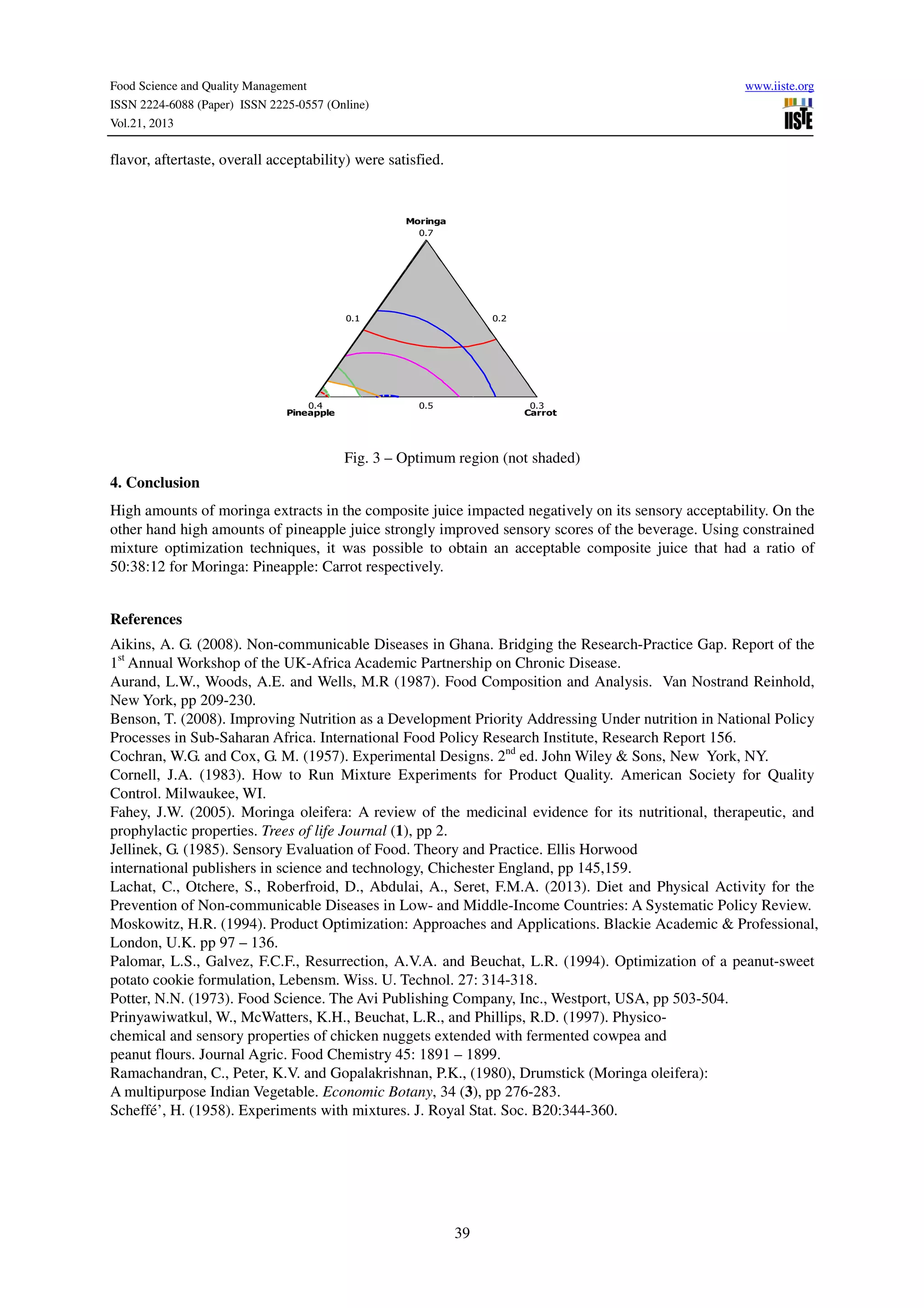 Optimizing acceptability of fresh moringa oleifera beverage | PDF