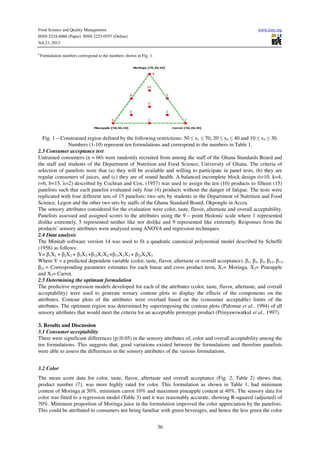 Optimizing acceptability of fresh moringa oleifera beverage | PDF
