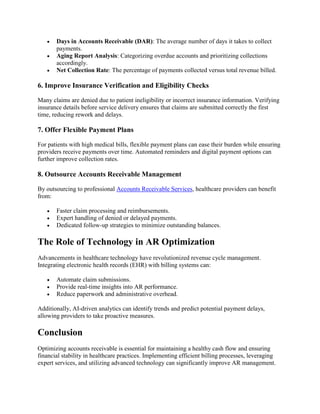 Optimizing Accounts Receivable: The Key to a Healthy Cash Flow | PDF