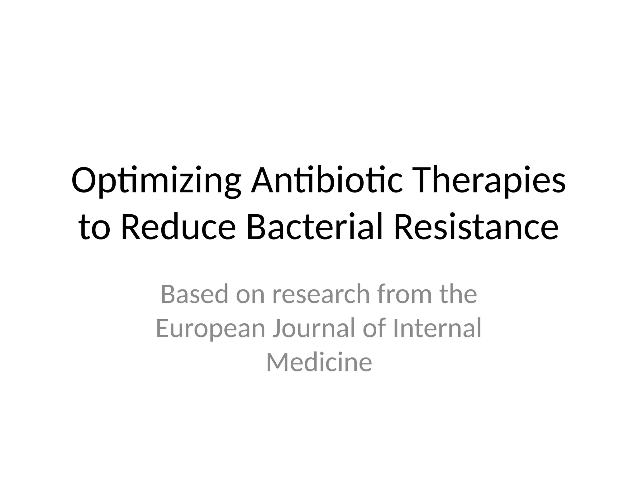 AMR_therapy optimization slide presentation | PPT