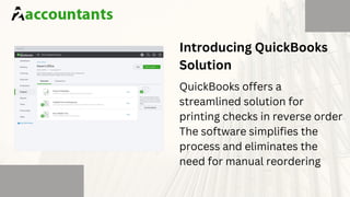 Optimizing Check Printing with QuickBooks | PPT