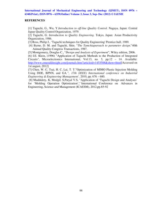 Optimizing chemical process through robust taguchi design a case study | PDF