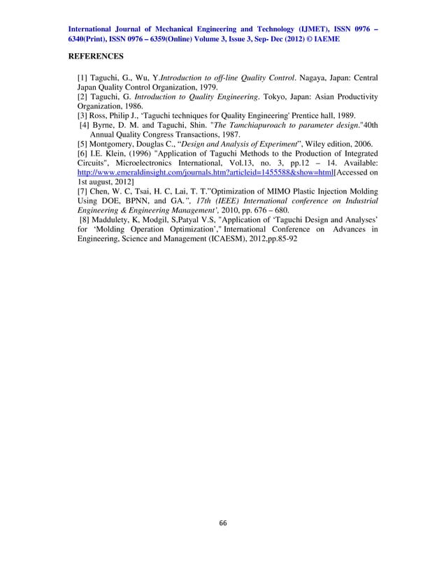 Optimizing chemical process through robust taguchi design a case study | PDF