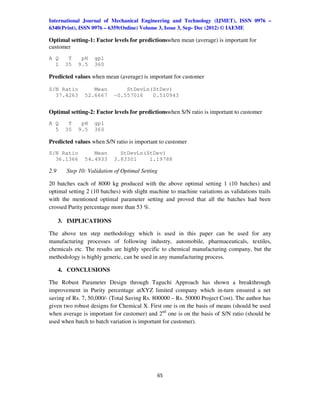 Optimizing chemical process through robust taguchi design a case study | PDF
