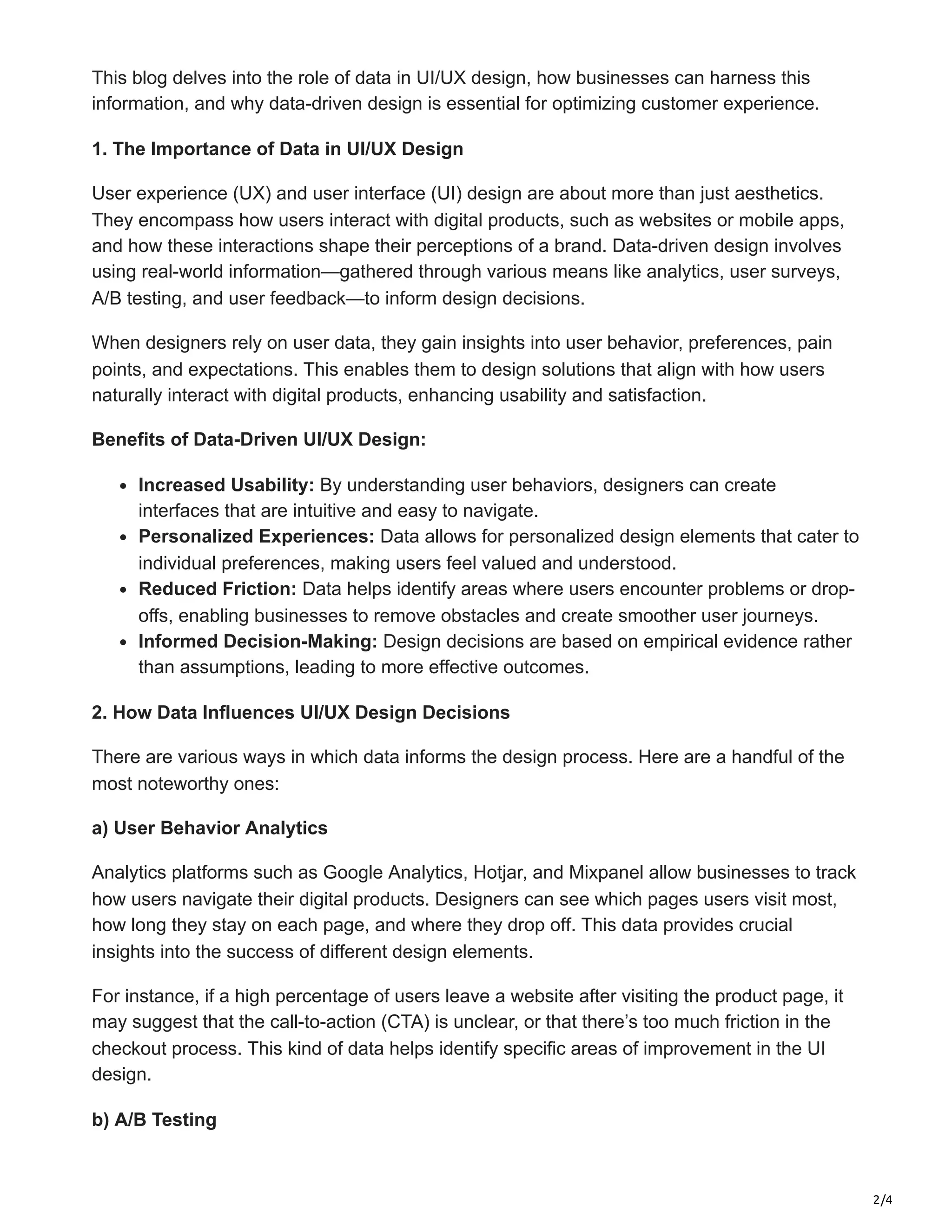 Optimizing Customer Experience Through Data Driven Uiux Design Servicespdf