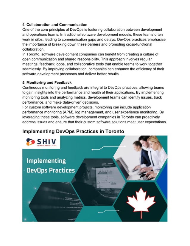 Optimizing Custom Software Development with DevOps in Toronto | PDF