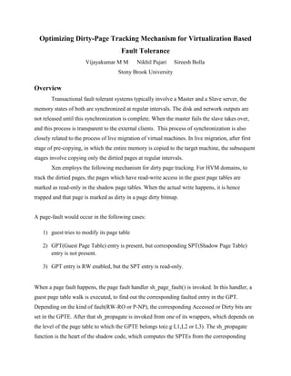 Optimizing dirty page tracking mechanism for virtualization based fault tolerance | PDF ...