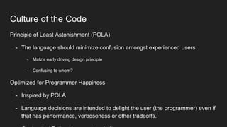 Optimizing for programmer happiness | PPTX | Programming Languages | Computing