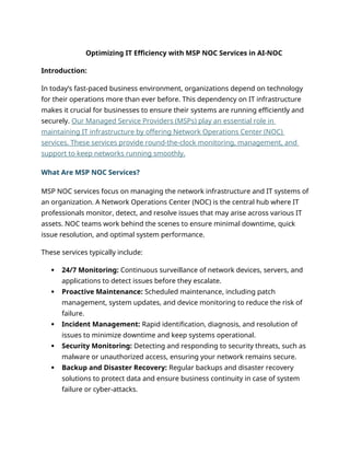 Optimizing IT Efficiency with MSP NOC Services in AI-NOC.docx