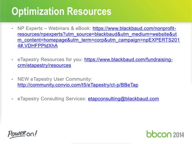 Optimizing multi channel fundraising with etapestry 2014 | PPT