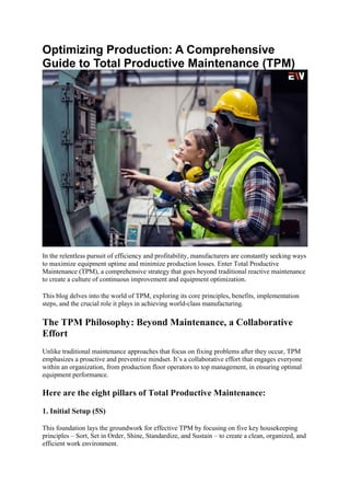 Total Productive Maintenance: A Comprehensive Guide | Enterprise Wired | PDF