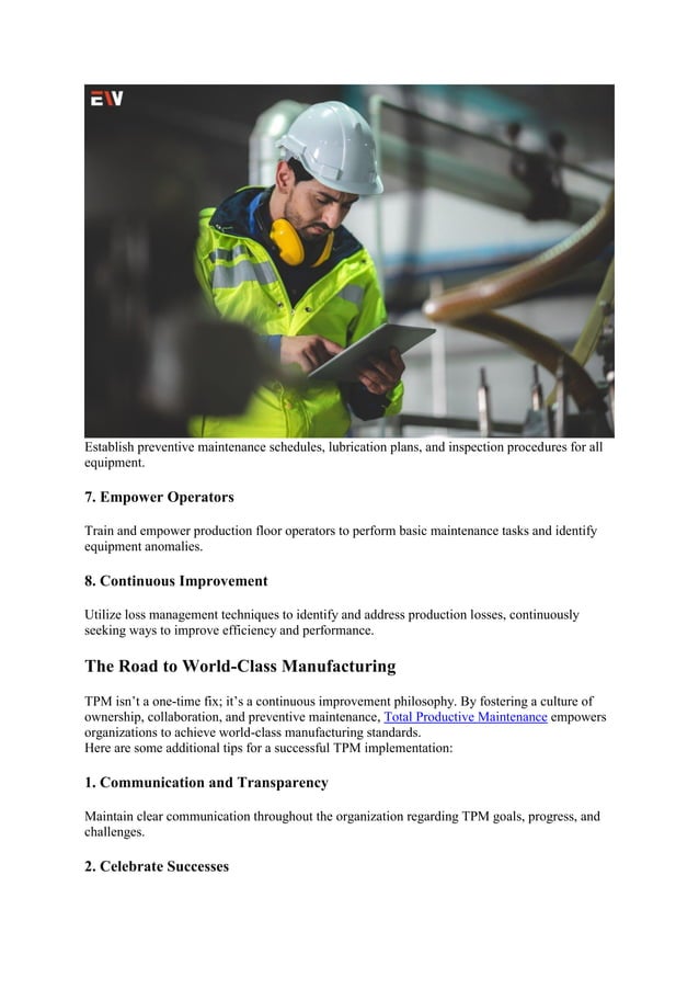 Total Productive Maintenance: A Comprehensive Guide | Enterprise Wired | PDF