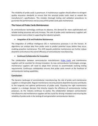 Optimizing Semiconductor Performance The Role of Probe Cards ...