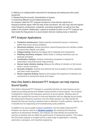 Optimizing Sound Quality with Ono Sokki’s Advanced FFT Analyzer | PDF