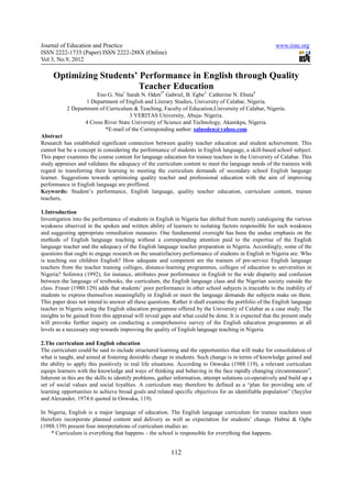 Optimizing students’ performance in english through quality | PDF