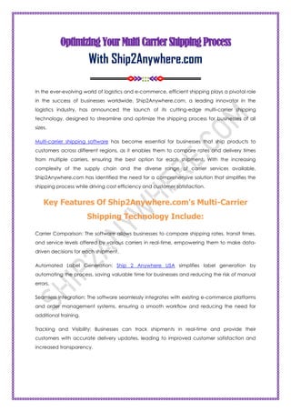 Optimizing The Multi-Carrier Shipping Process | PDF