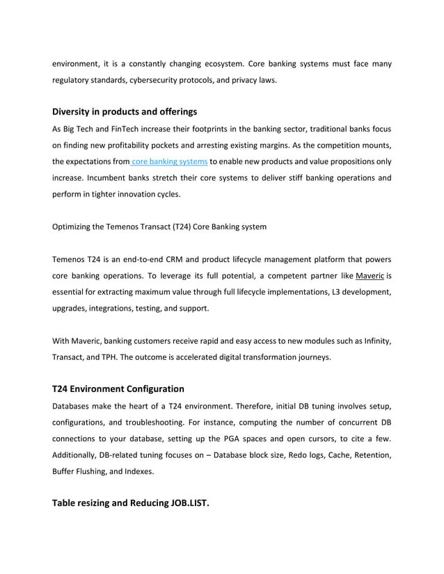 Optimizing the Temenos Transact (T24) Core Banking system to Maximize ...