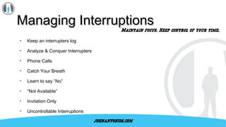 Optimizing time management workshop | PPT