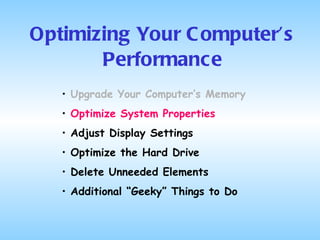 Optimizing Your Computer | PPT