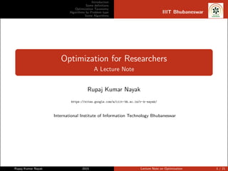 Optimization and its applications usefulness for researchers | PPT