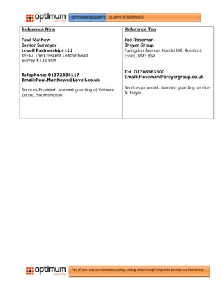Optimum Client References | PDF